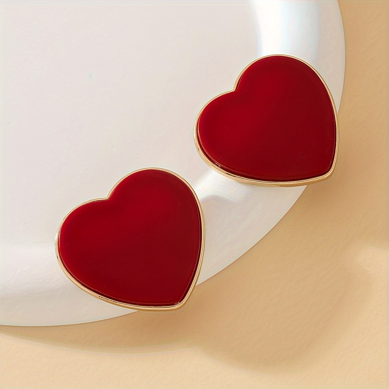 Exquisite Heart Shaped Stud Earrings Alloy Plated Jewelry - Temu Portugal