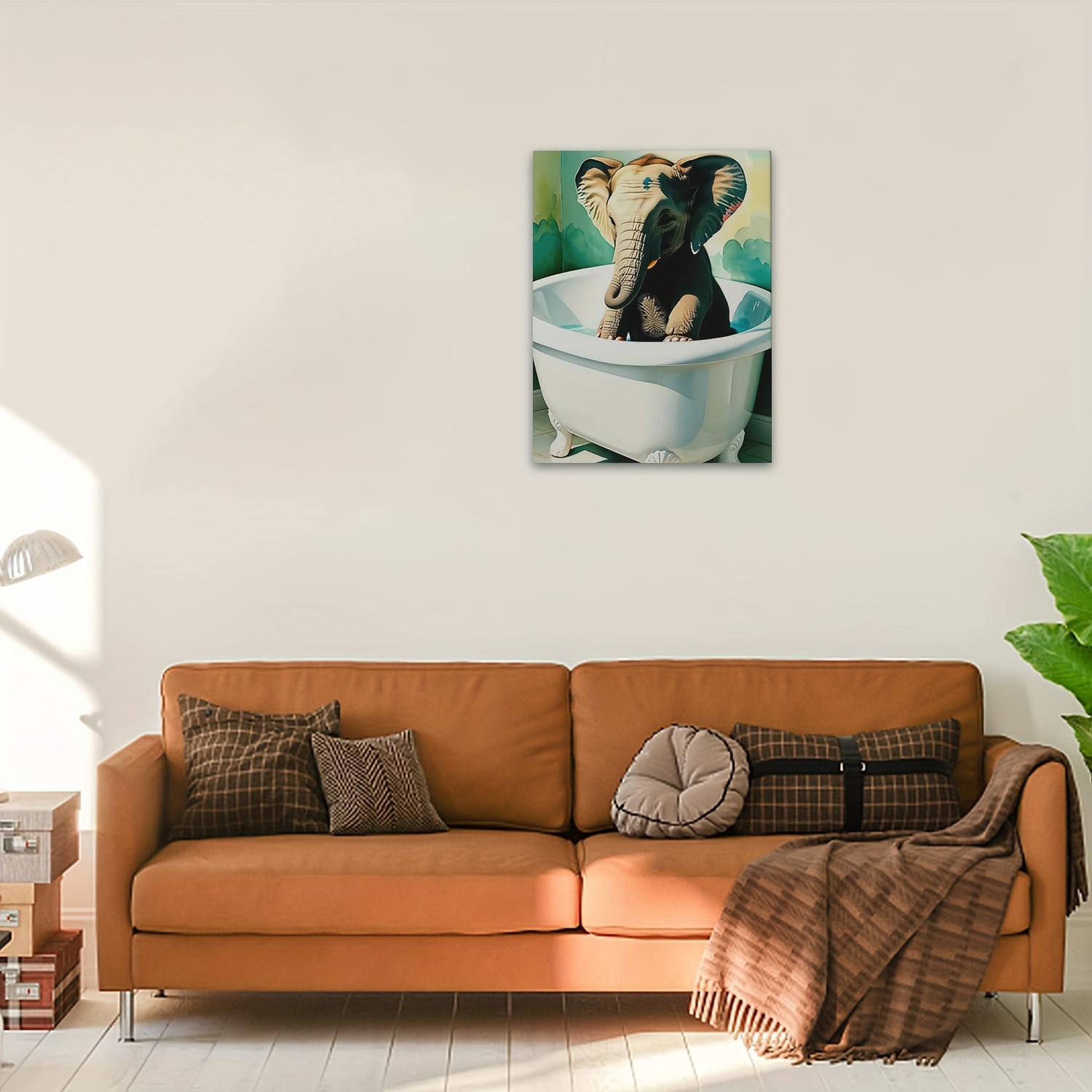 Young Elephant In Bathtub Canvas Wall Art Bathroom Wall - Temu Denmark