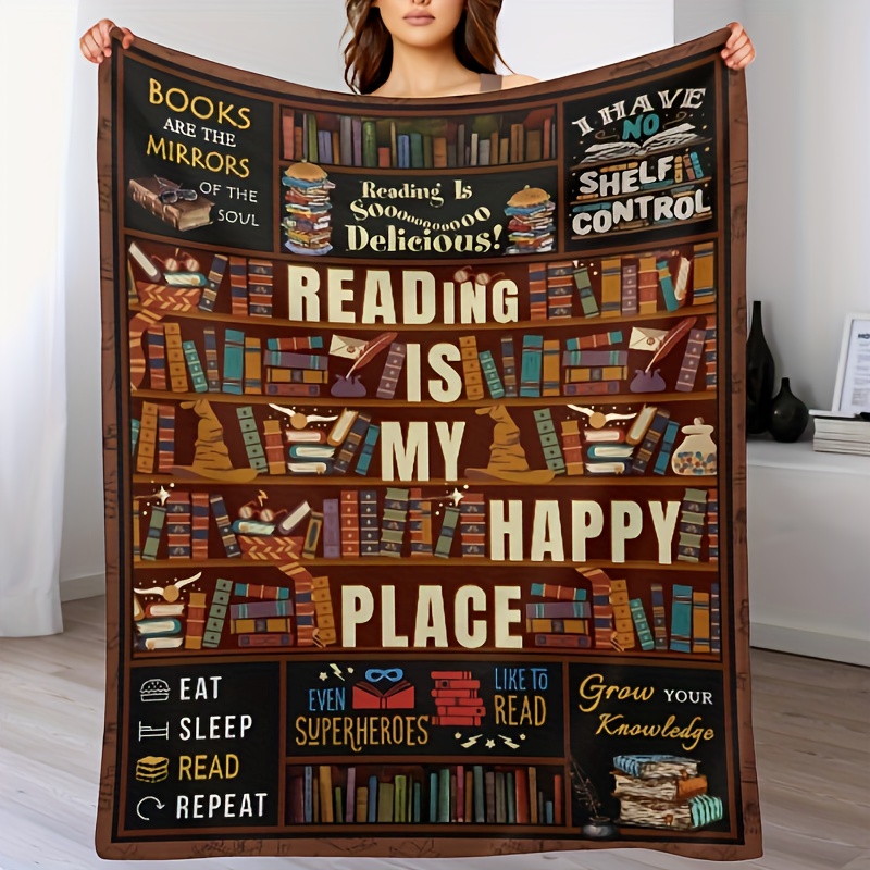 Throw Blanket Printed Reading Library Gift Friend Christmas - Temu New ...