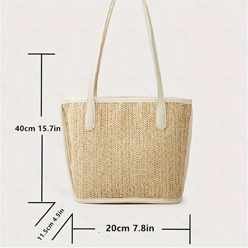 Straw Woven Tote Bag Large Capacity Shoulder Bag Women's - Temu United ...