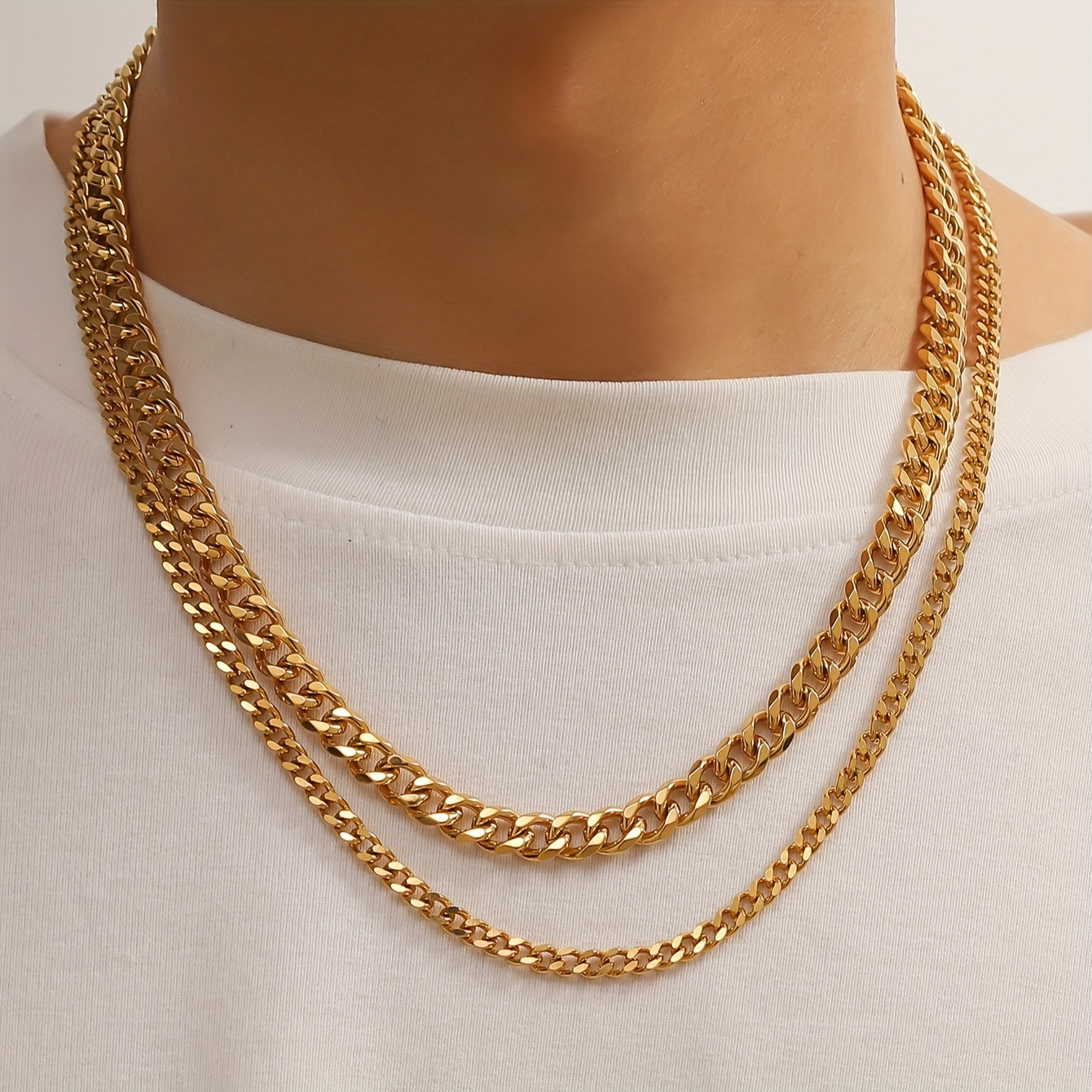 Men's Double-layer Twisted Chain Necklace - Temu United Kingdom