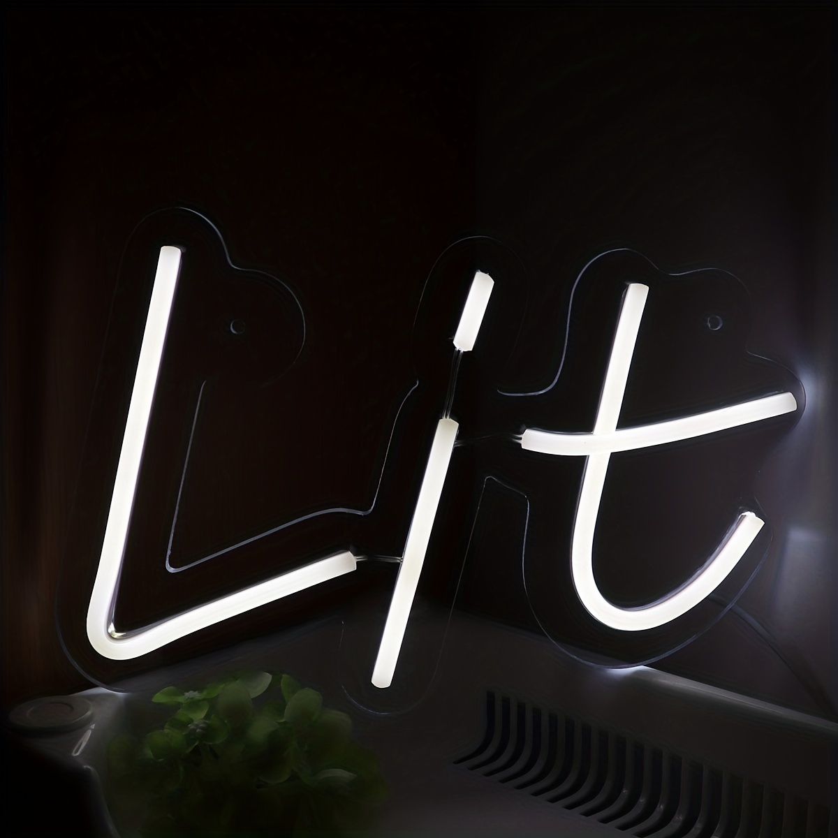 Cool Lit White Letter Led Wall Neon Sign Light Room Party - Temu
