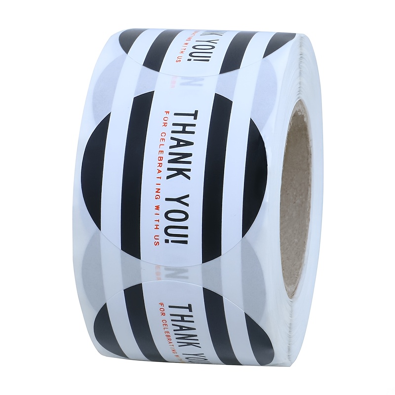 Round Black White Stripe Thank Celebrating Us Adhesive Label - Temu ...