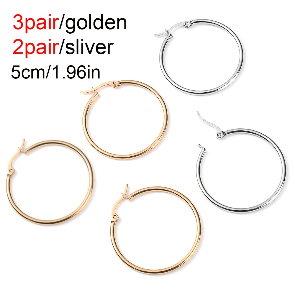 Stainless Steel Basic Hoop Earrings Diy Jewelry Accessories - Temu ...