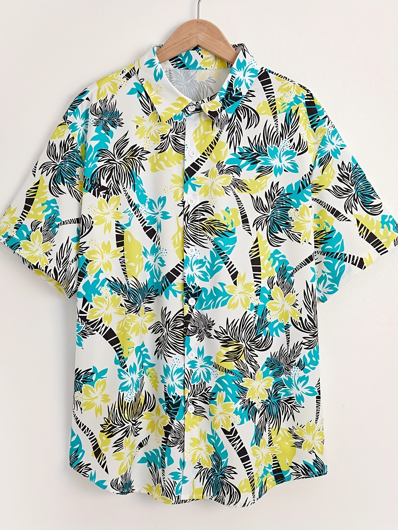 ヤシの木のパターン メンズターンダウンカラートレンディコンフォートショートスリーブシャツ 夏のためのメンズ服 Temu Japan