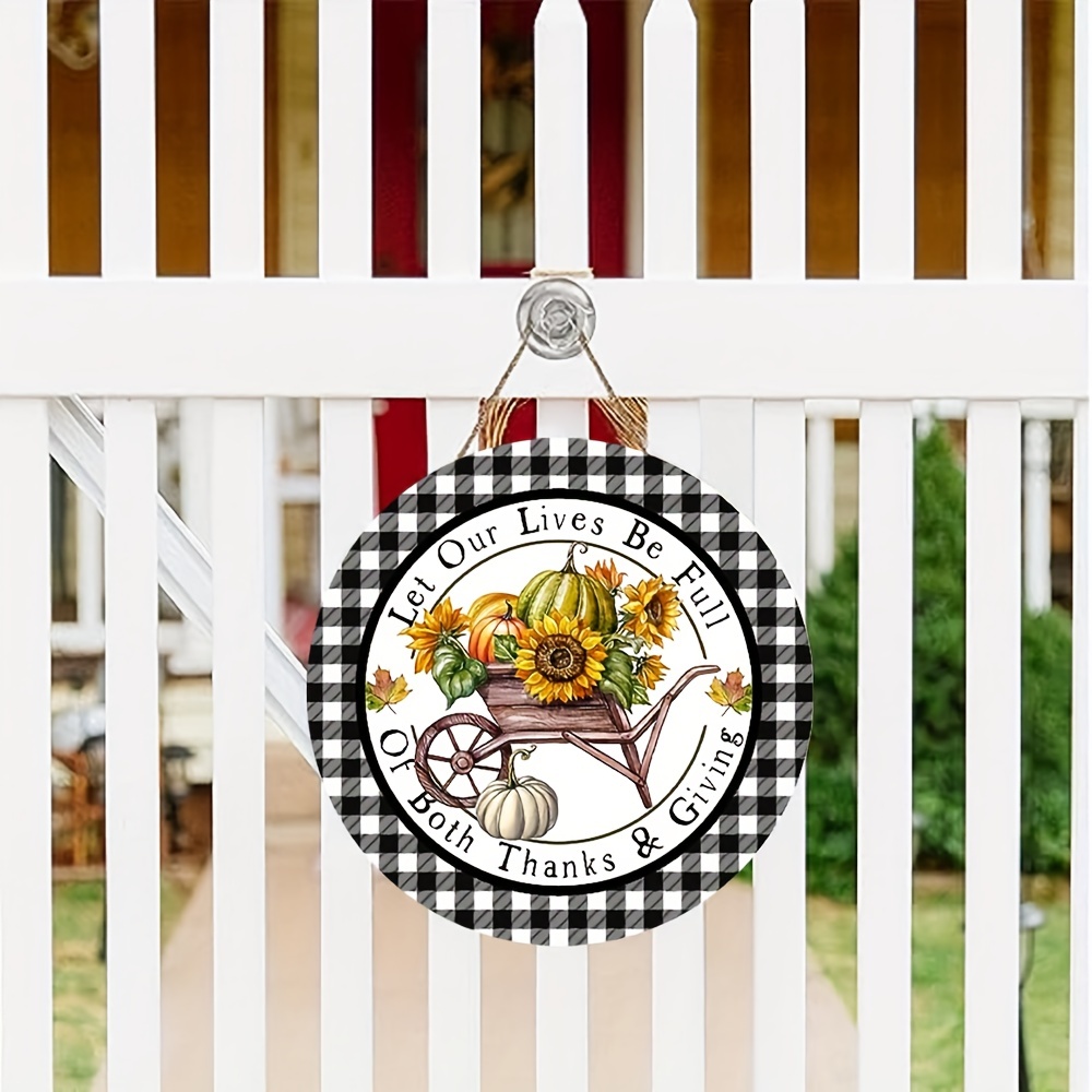 Fall Wreath Wooden Plaque Pumpkins Gourds Round Sign Wooden - Temu United