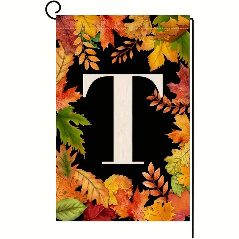 Letter T Garden Flag Fall Maple Leaves Vertical Double Sided Temu