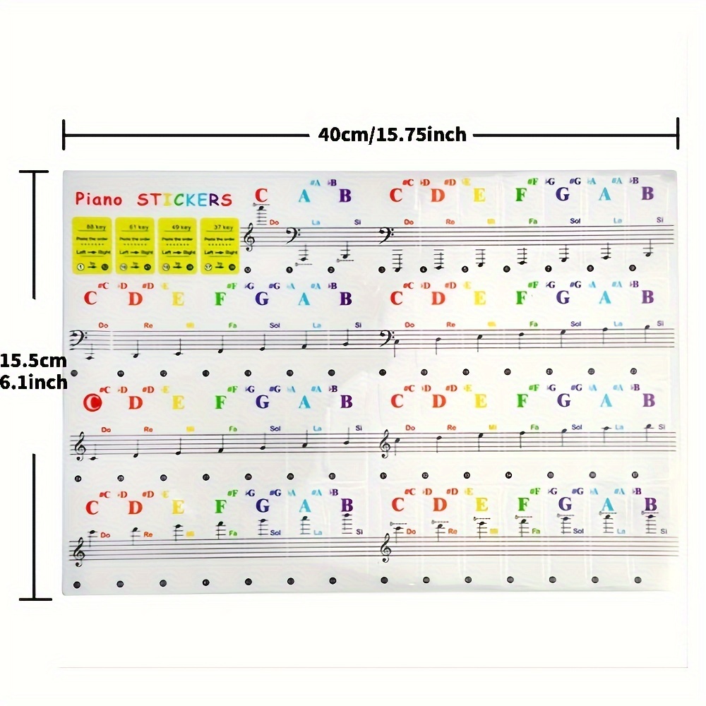 Piano Keyboard Stickers Stave Removable 88 key Music Note - Temu Portugal