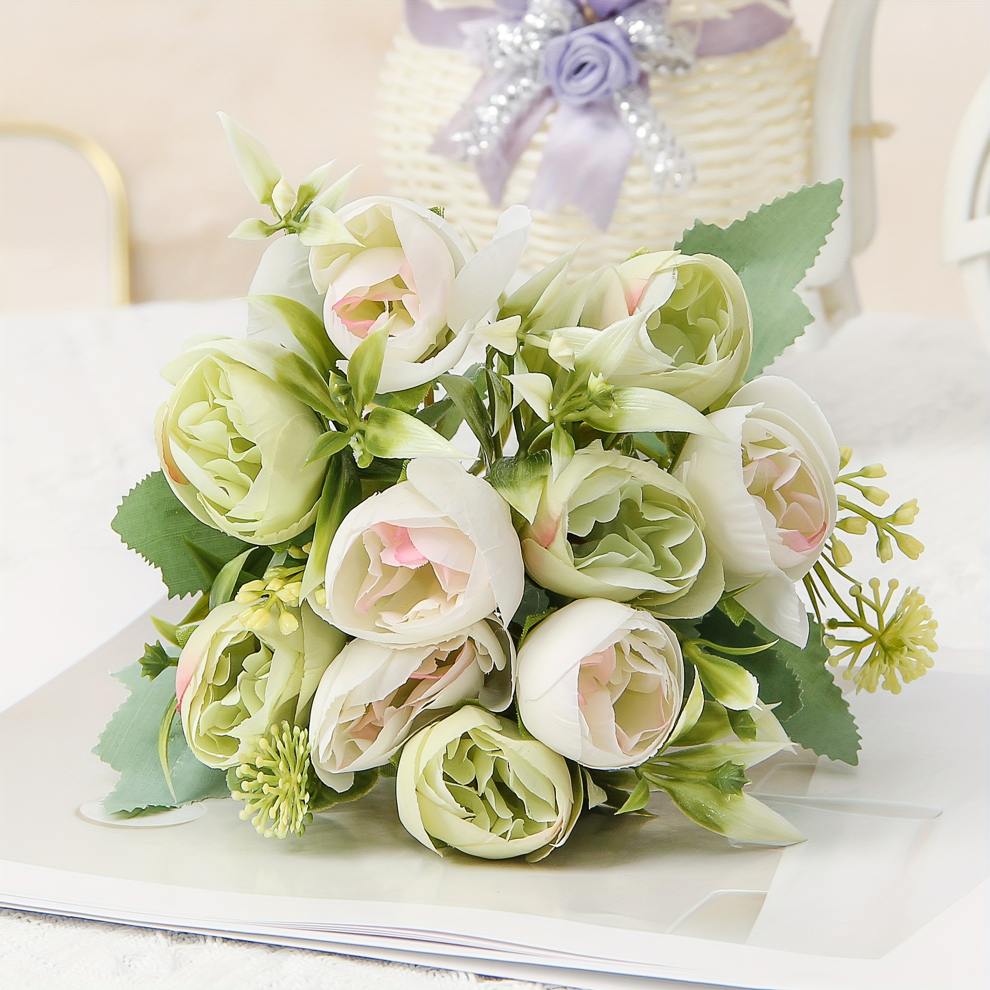 1pc Artificial Rose With Multiple Heads Premium Bouquets With Stem Real ...