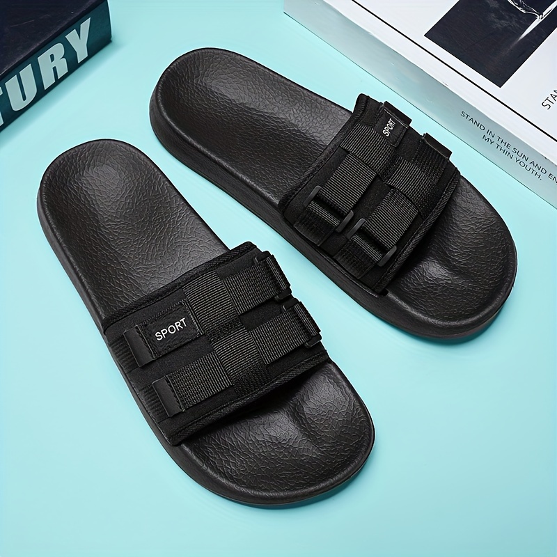 Mens Alphabet Print Trendy Open Toe Slides Non Slip Slip Beach Slides ...