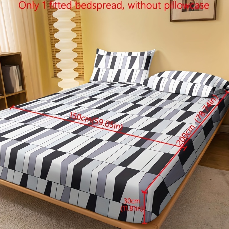 Geometric Print Brushed Fitted Sheet Soft Comfortable - Temu United Kingdom