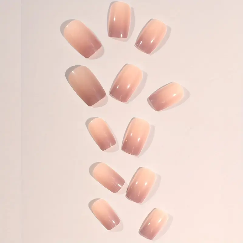 24pcs 보라색 핑크 그라데이션 프랑스어 팁 손톱에 짧은 관 가짜 손톱 광택 전체 커버 여성을위한 거짓 손 Temu