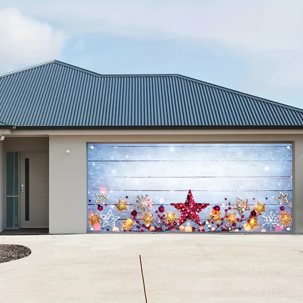 Star Pattern Garage Door Banner Decorations Christmas Garage - Temu