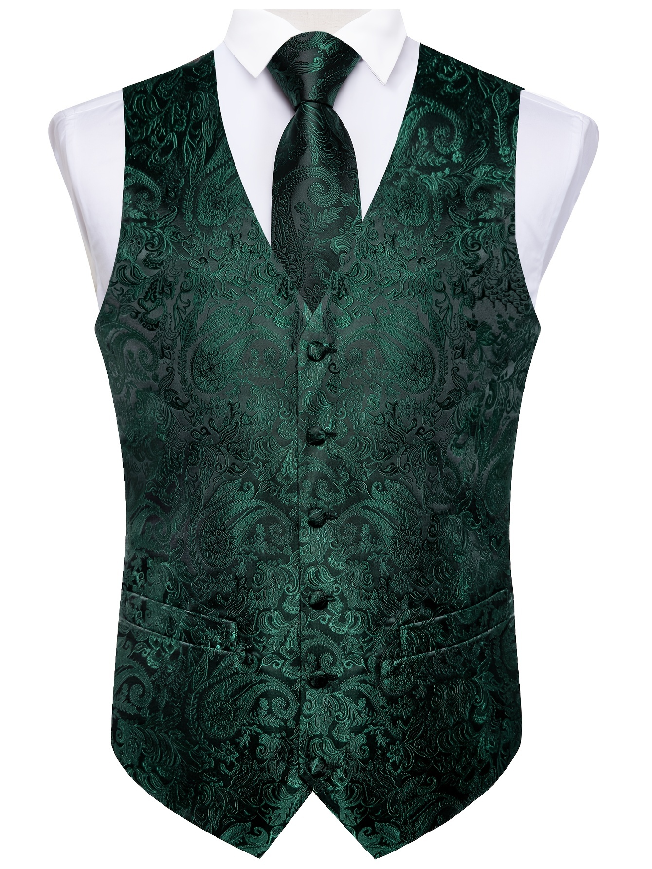 men's formal attire: green paisley waistcoat necktie - Temu New Zealand