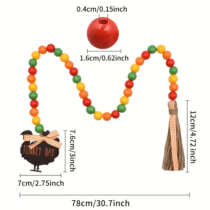 Thanksgiving Hemp Rope Tassel Wooden Beads String Turkey Temu Philippines
