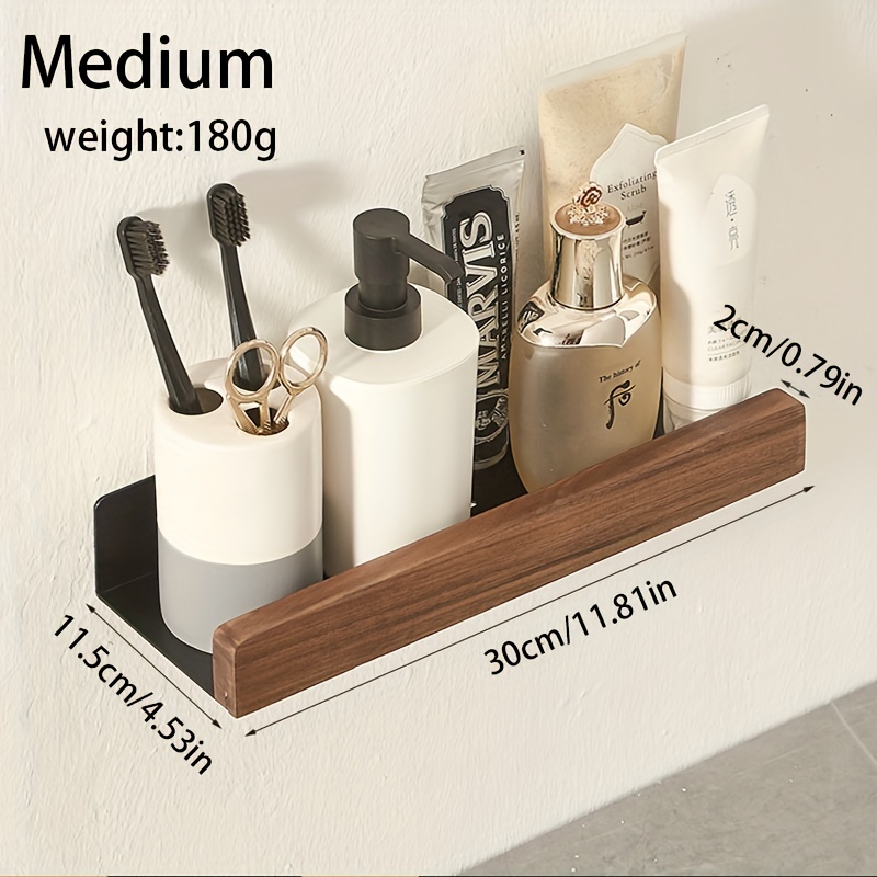 1pc Wall Mounted Storage Rack Wooden Floating Shelf Shower - Temu Ireland