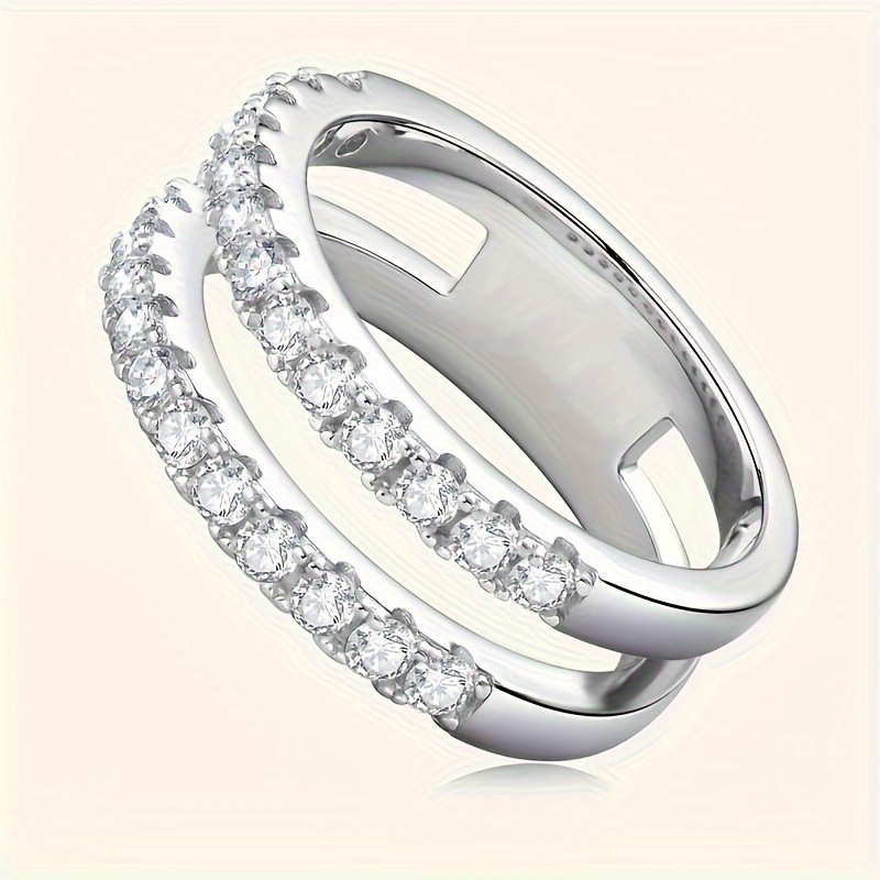 Moissanite Ring S925 Sterling Silver Double layer Ring Shiny - Temu United Kingdom