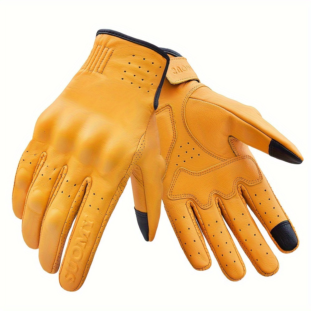 Vintage Faux Leather Motorcycle Racing Gloves Touch Screen Protective ...