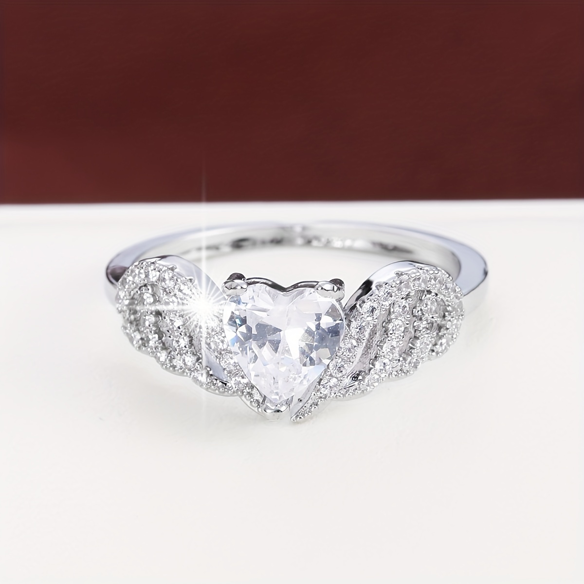 Elegant Ring Inlaid Shining Zirconia In Heart Shape Multi - Temu United ...