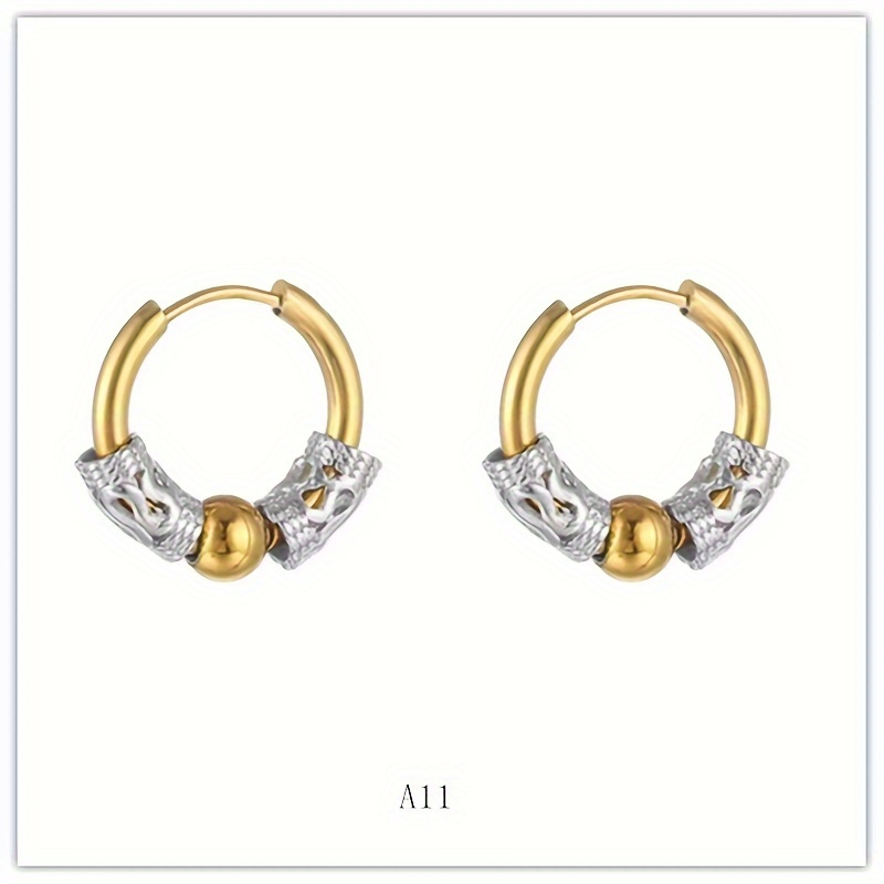 Trendy Hip Hop Stainless Steel Mens Hoop Earrings Hollow Temu United