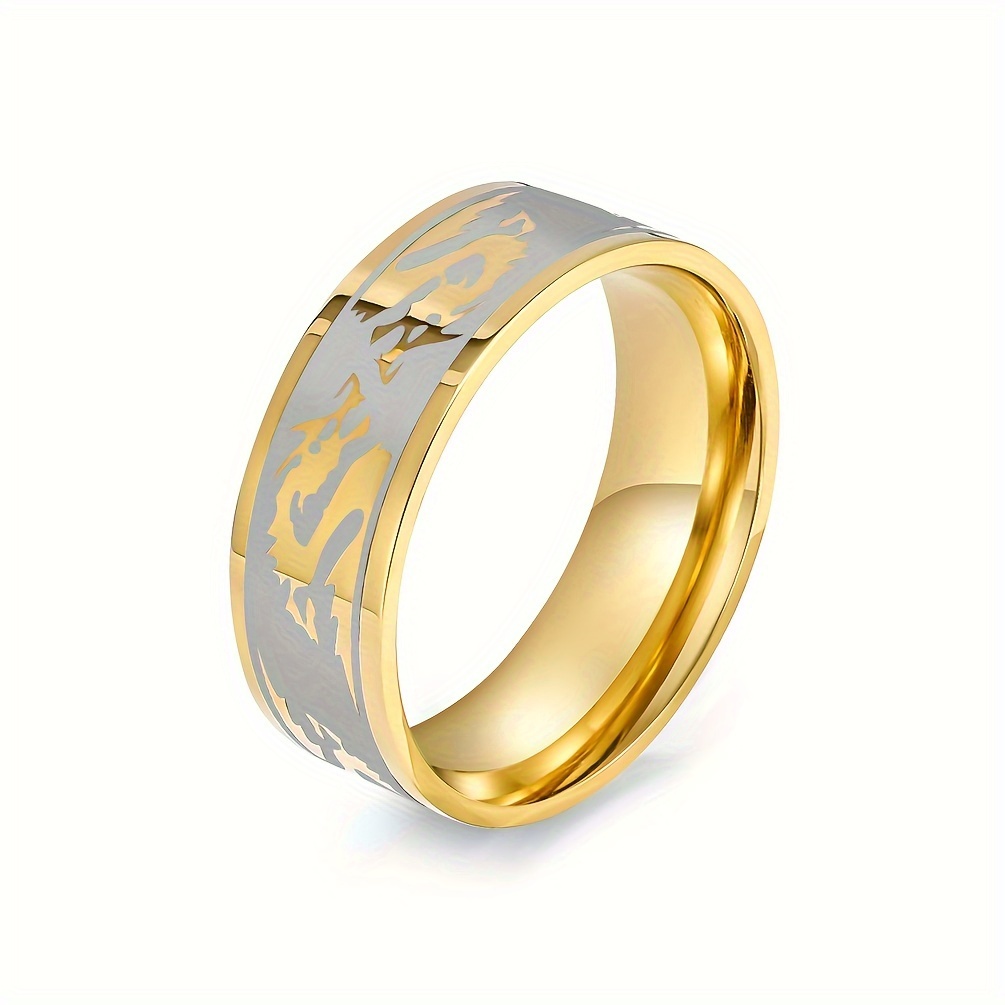 Dragon Pattern Fashionable Titanium Steel Ring Electroplated - Temu ...