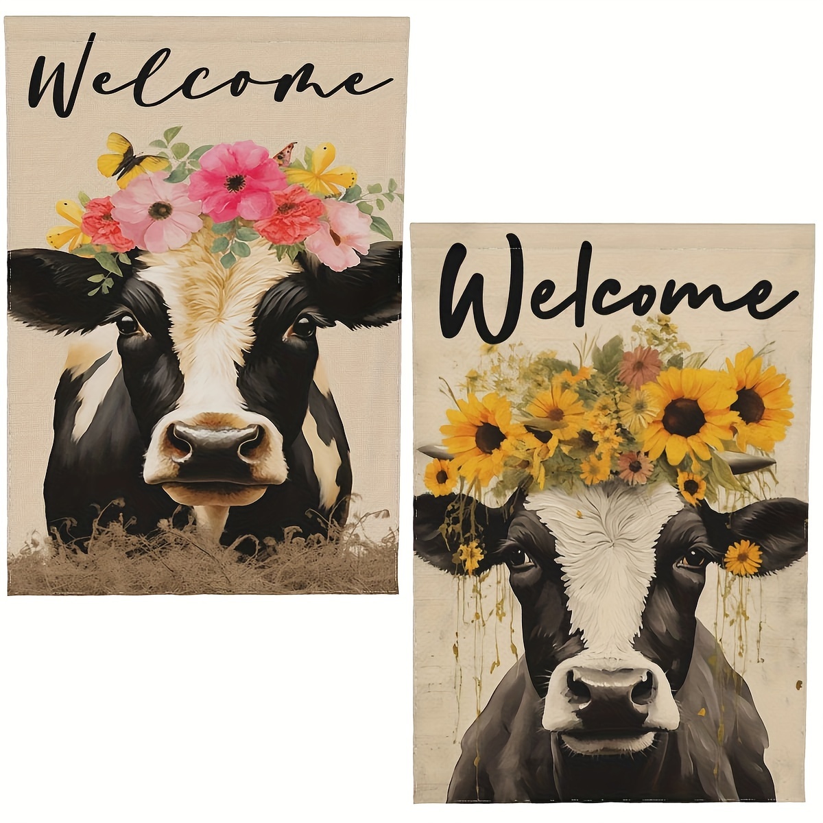 Summer Cow House Garden Flag Welcome Sunflowers Decorative - Temu Australia