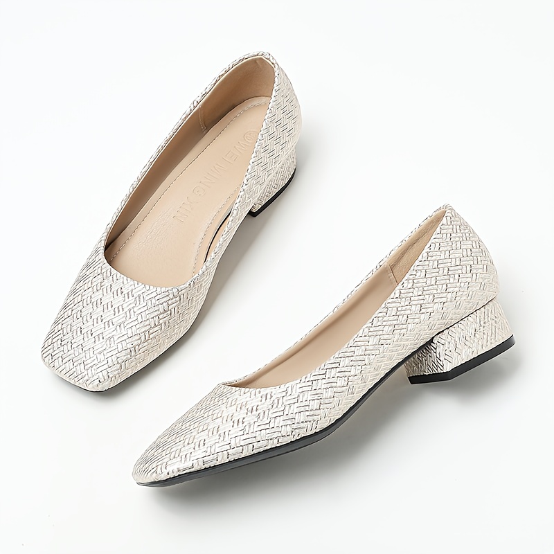 Womens Stylish Chunky Heels Elegant Square Toe Dress Pumps - Temu ...