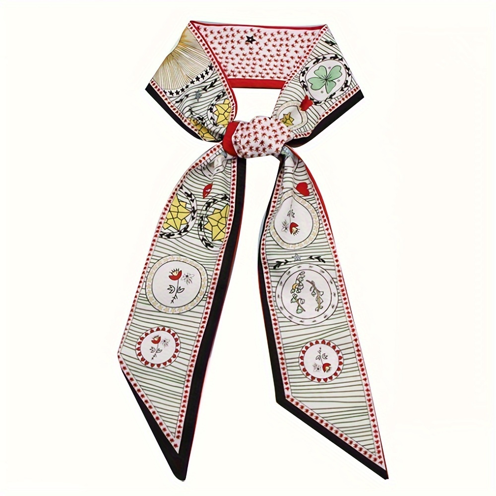 Elegant Slender Skinny Scarf Stylish Print Streamer Headband - Temu Canada
