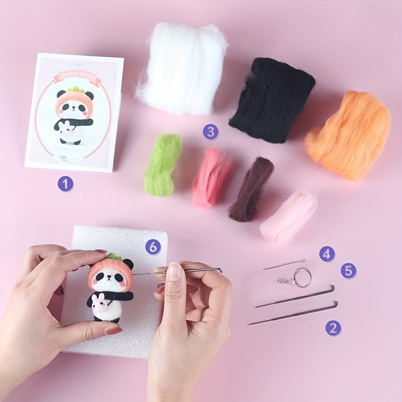 Panda Wool Felt Diy Kit Create Handmade Pendant - Temu