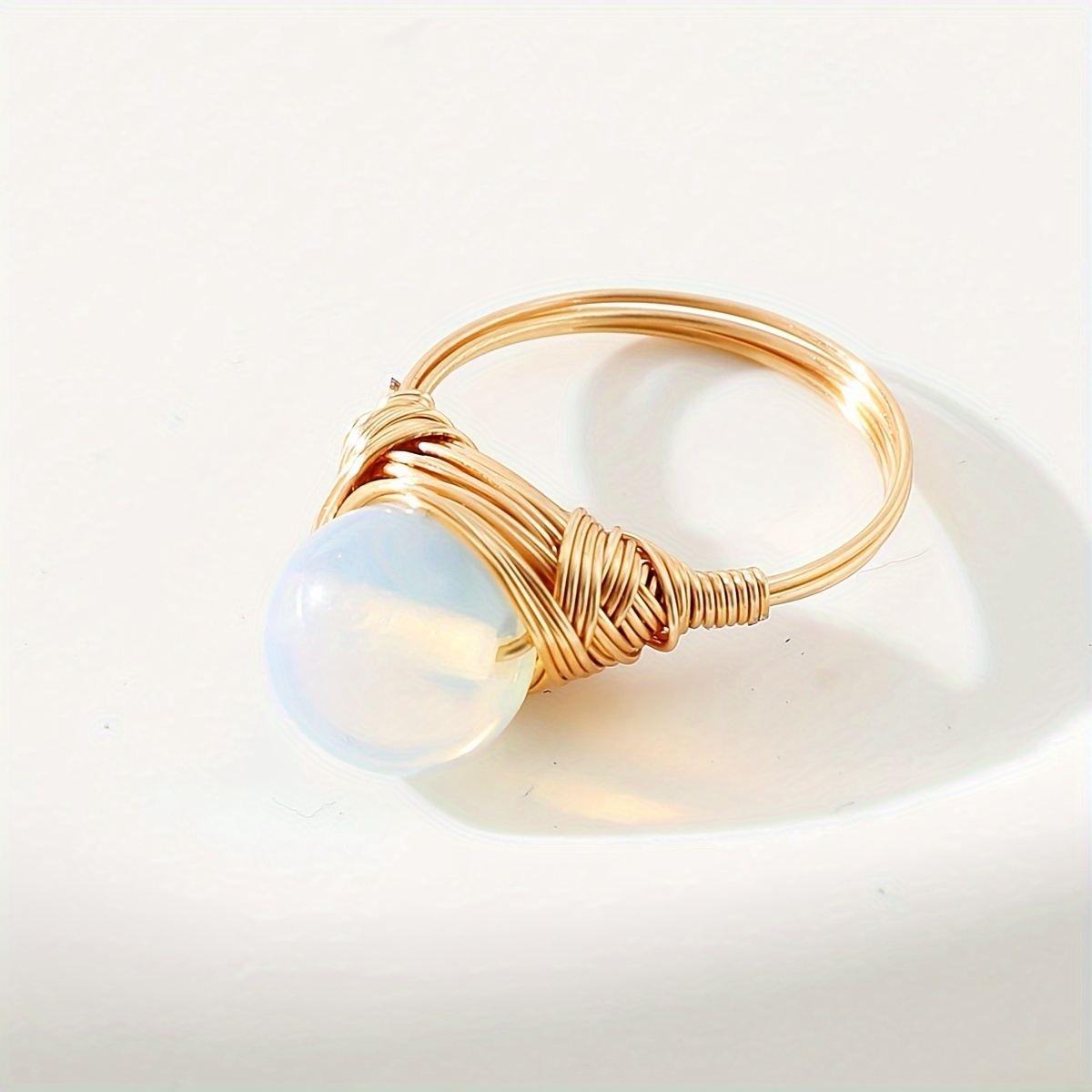 Chic Ring Inlaid Spherical Natural Stone Multi Colors For U - Temu ...