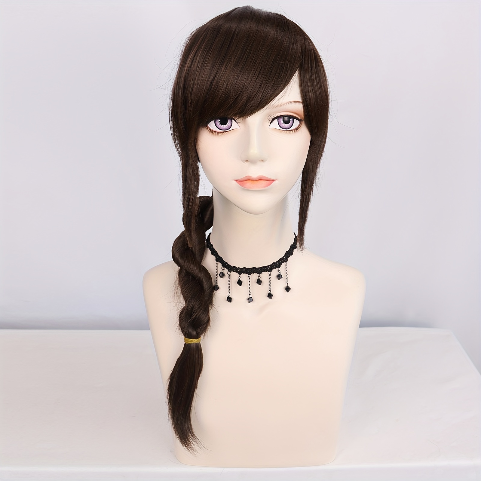 Dark Brown Braided Synthetic Anime Cosplay Wig School - Temu New Zealand