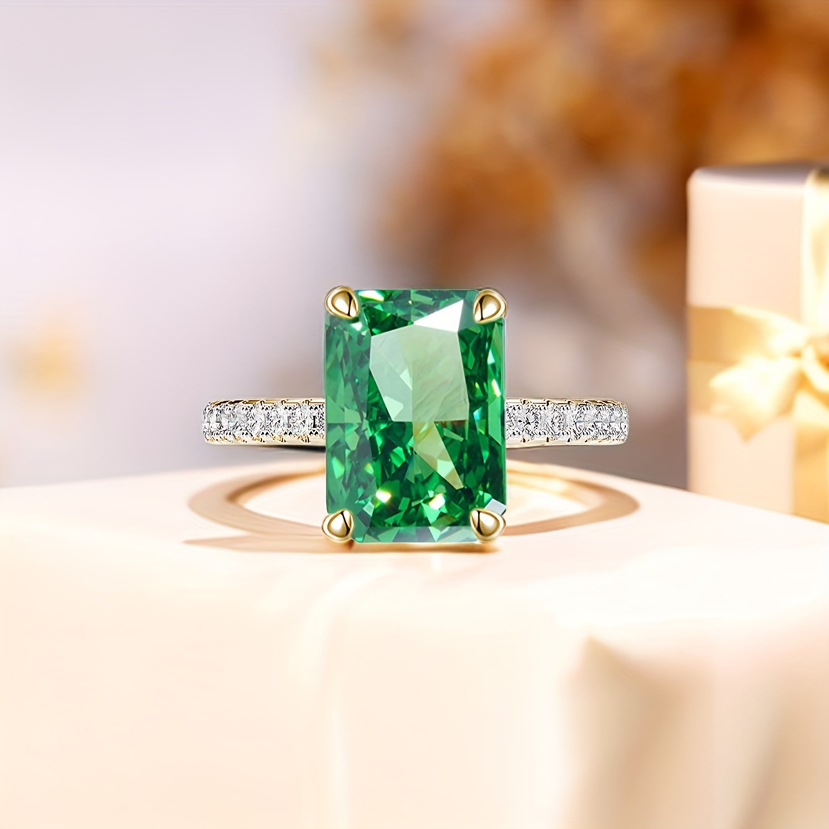 S925 Silver Retro Classic Ring Green Cubic Zirconia Decor - Temu United ...