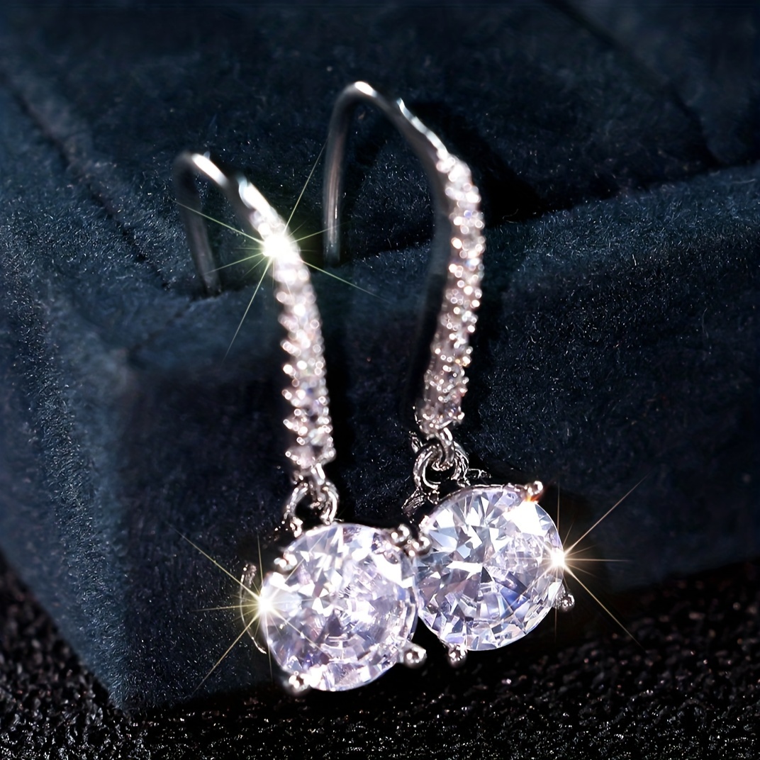 Drop Dangle Hoop Crystal Earring Wedding Anniversary Prom Fine Gift For ...