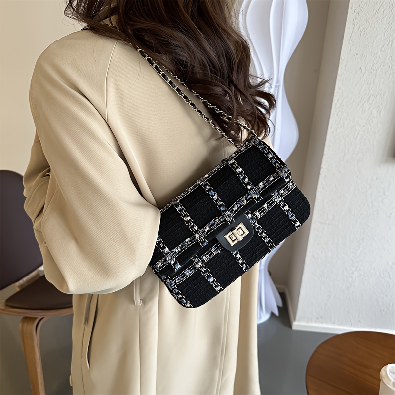 Fashion Plaid Pattern Crossbody Bag Trendy Pu Shoulder Bag - Temu ...