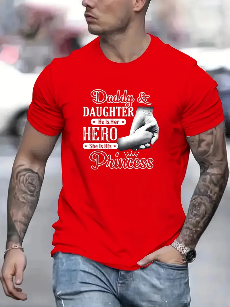 Daddy Daughter Print T Shirt Tees Men Casual Short Sleeve T Temu Denmark