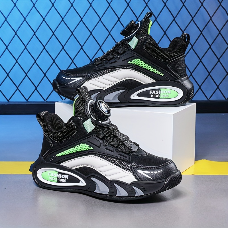 Boy's Trendy High Top Basketball Shoes Rotating Buckle - Temu New Zealand