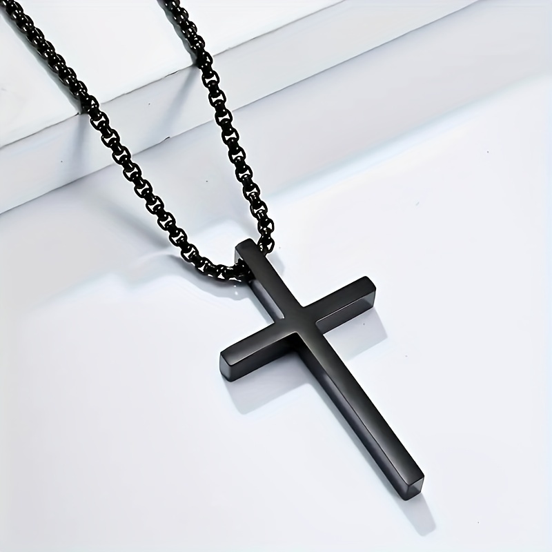 Stylish Stainless Steel Cross Pendant Necklace Men Women - Temu United ...