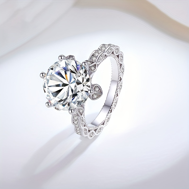 Sterling Silvery 5 Moissanite Ring Women European - Temu United Kingdom