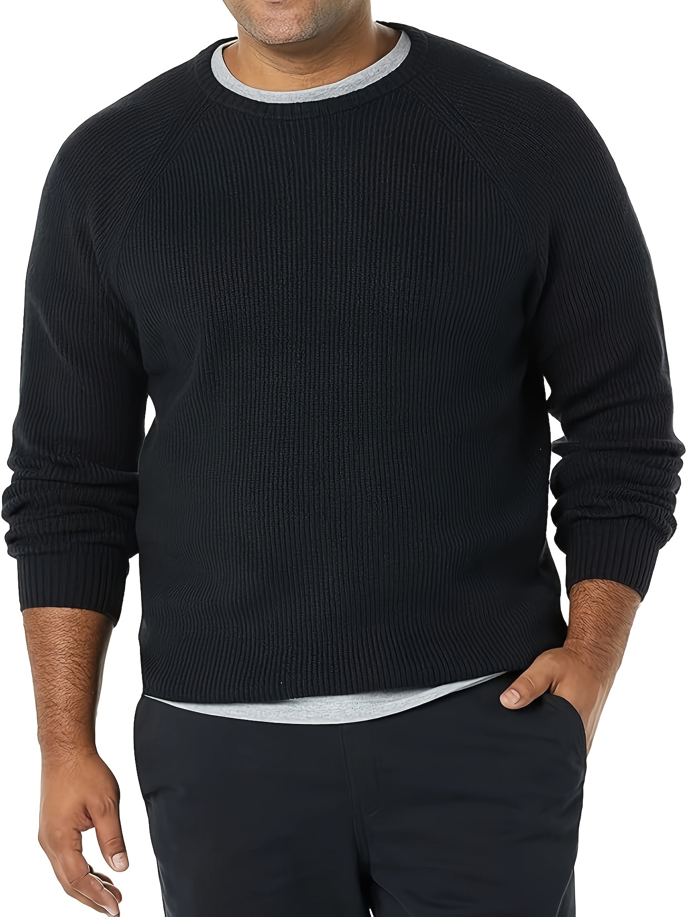 Plus Size Men's Solid Sweatshirt Spring Fall - Temu Australia