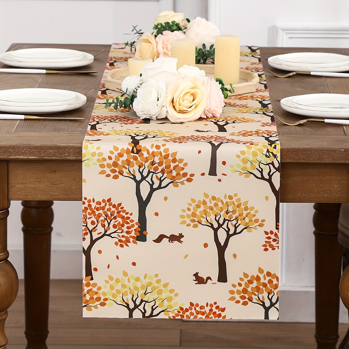 Fall Series Table Runner Thanksgiving Theme Polyester - Temu Ireland