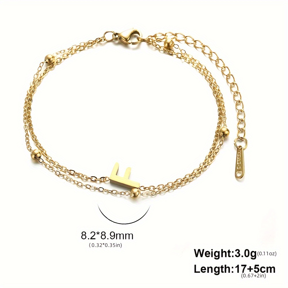 Double Layers Thin Chain Bracelet Letter Shape Beads Boho - Temu United ...