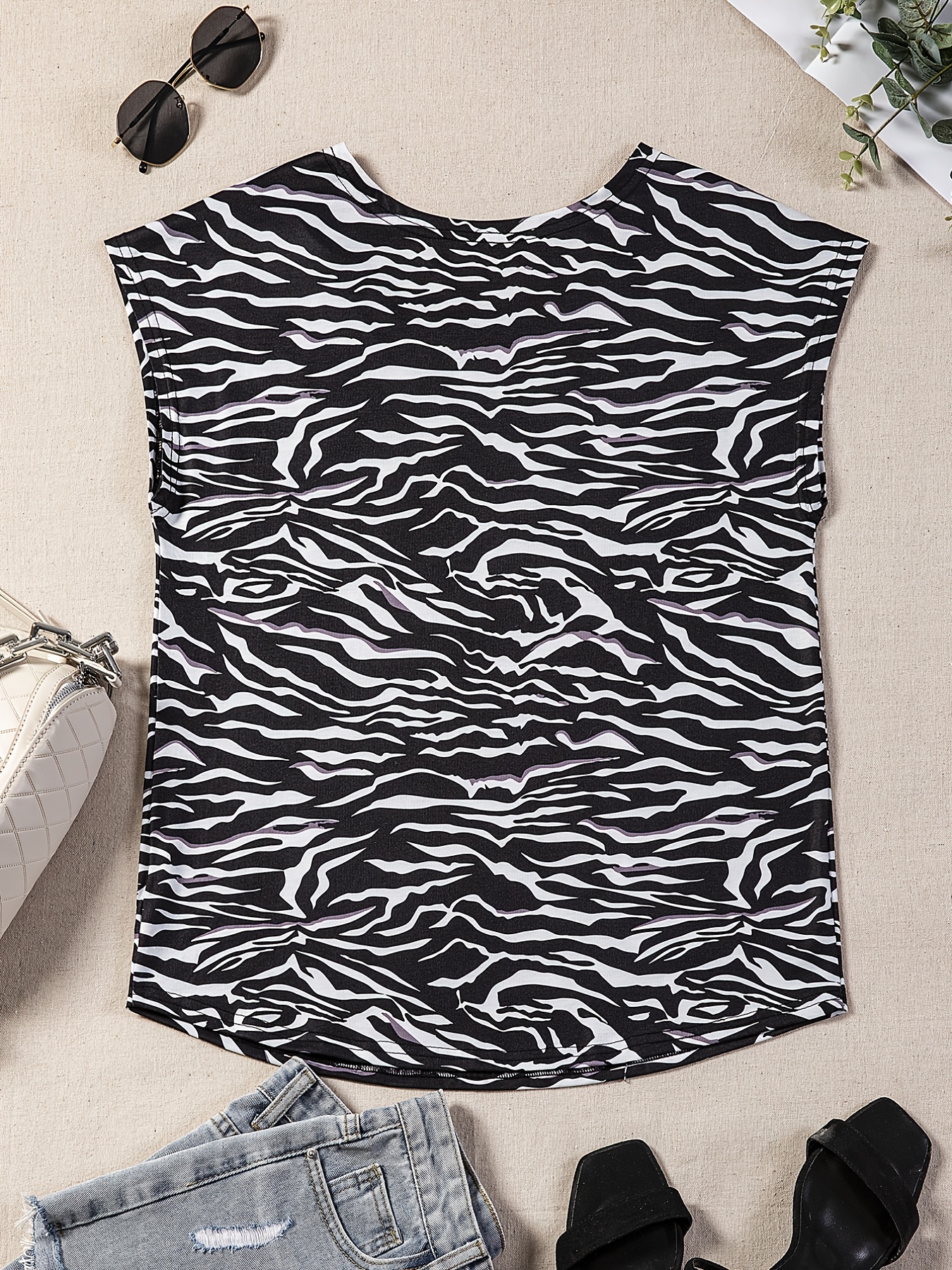 Round Neck Striped T shirt Sleeveless Loose - Temu Norway