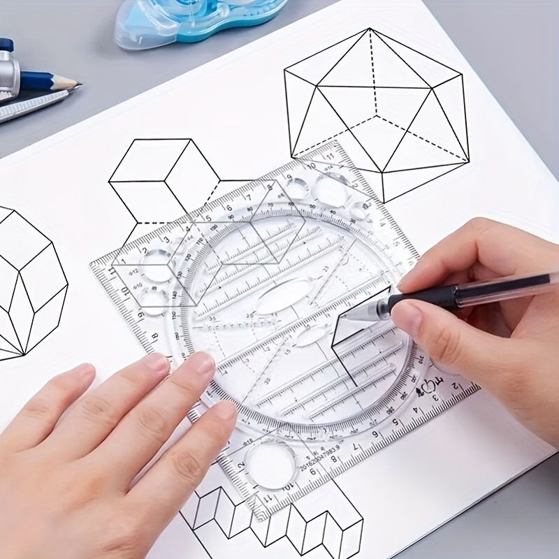 Fashion Multifunctional Drawing Ruler Triangle Board Student - Temu United