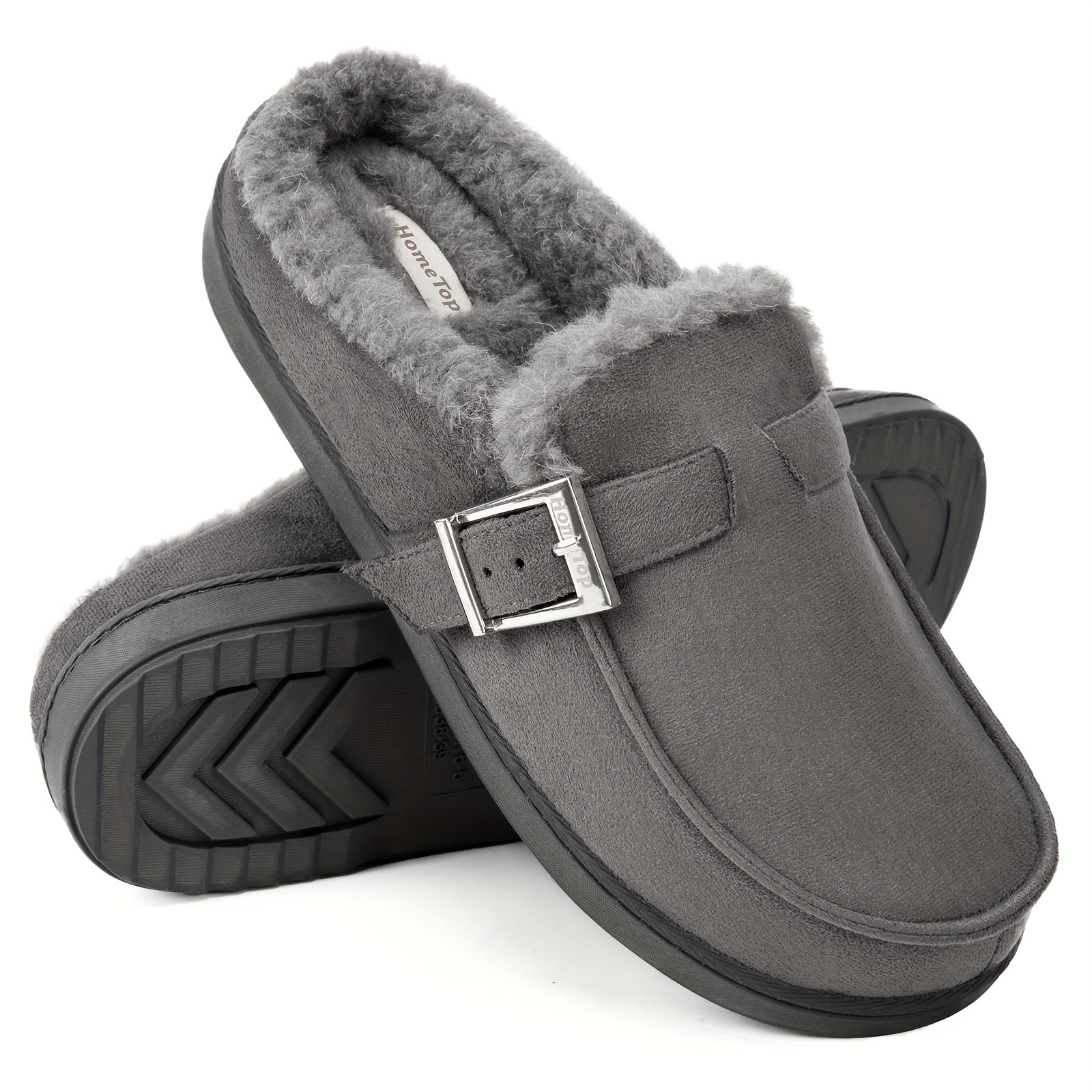 Solid Color Fluffy Home Warm Slippers Slip Soft Sole Flat - Temu United ...