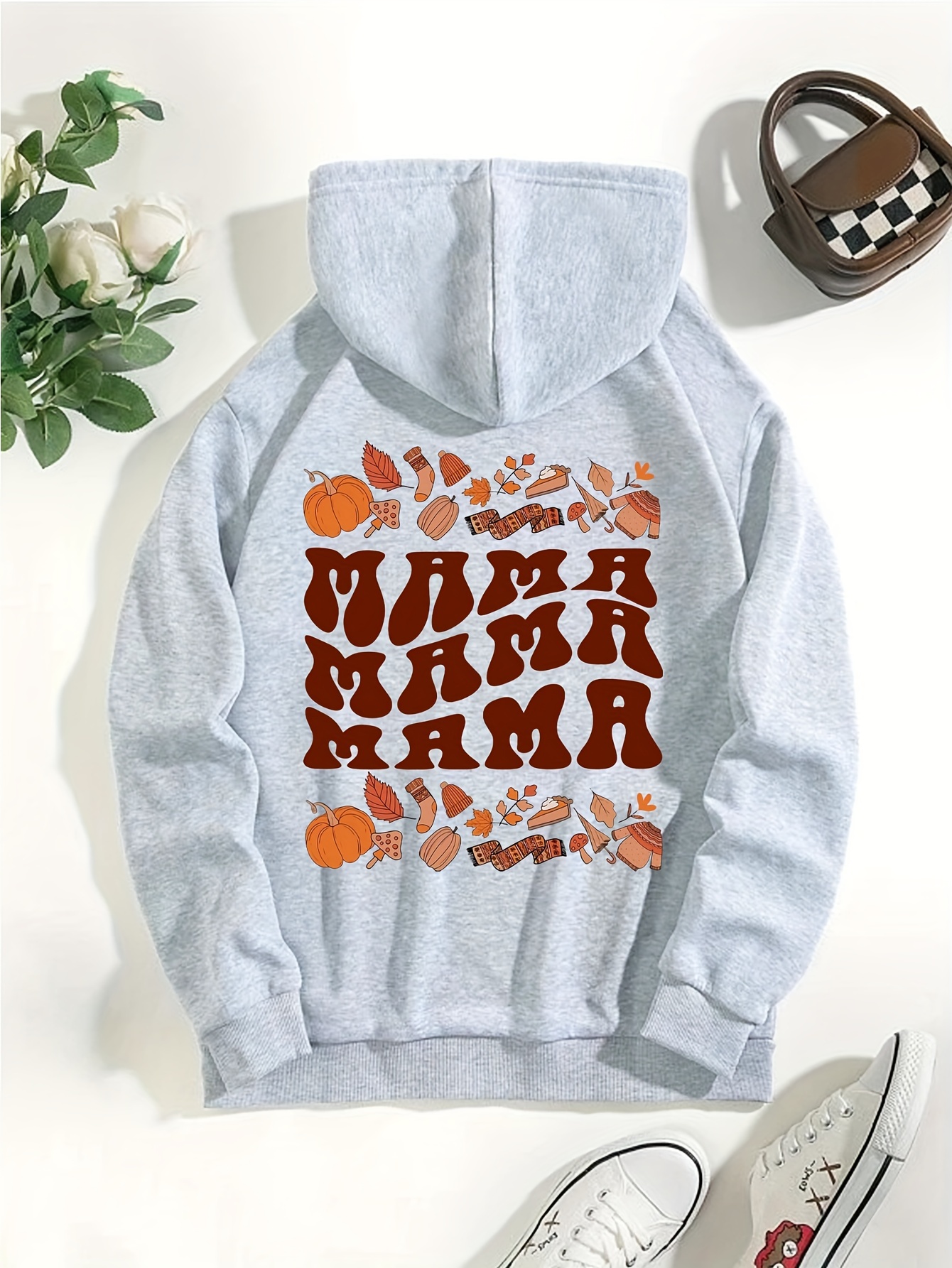 Fall Print Hoodie Casual Pocket Long Sleeve Temu New Zealand