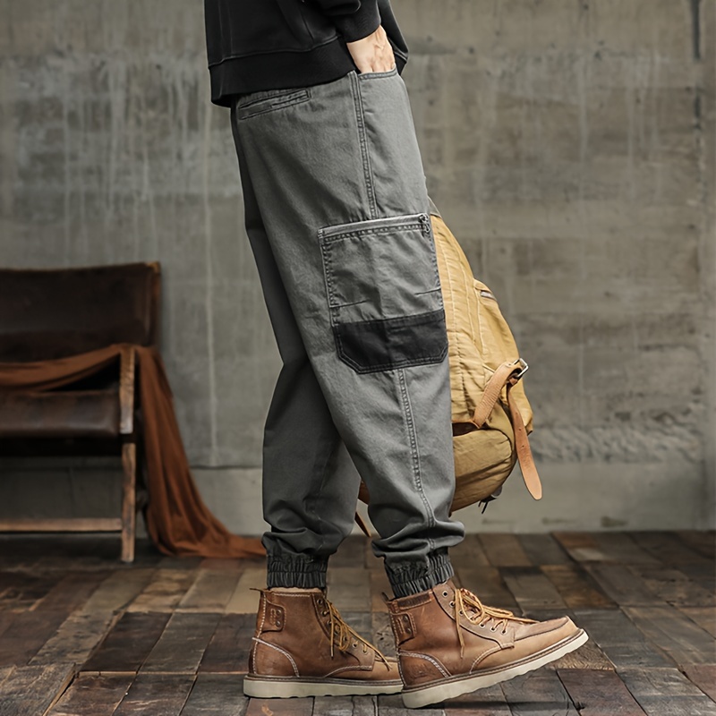 Mens Stylish 100 Cotton Solid Joggers Pockets Active Temu United
