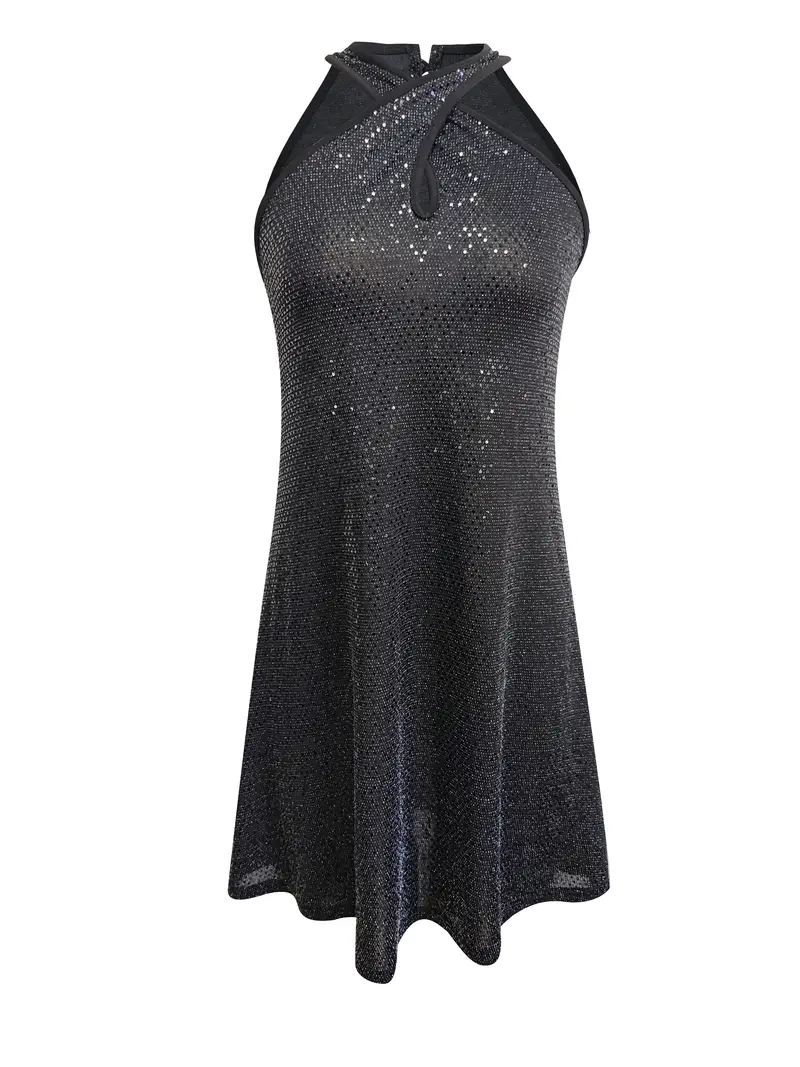 Sleeveless Halter Neck Dress Elegant Backless Halter Dress Temu