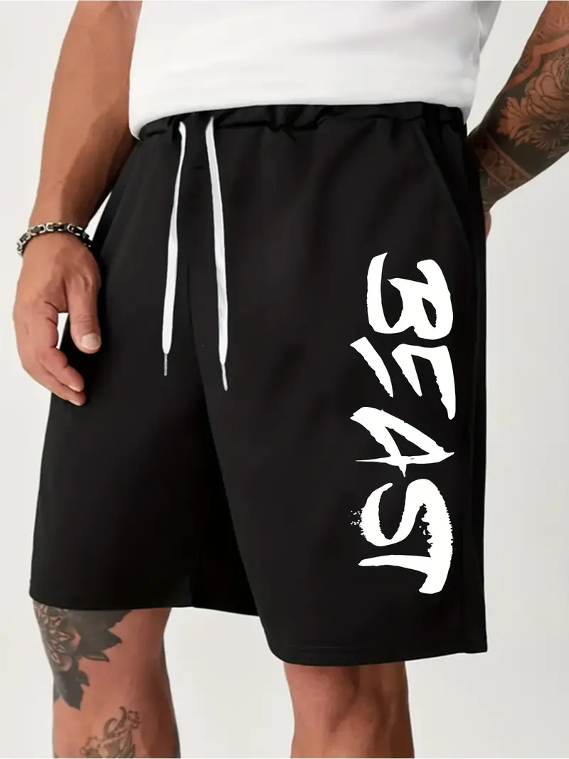 Men S Comfy Shorts Print Summer Drawstring Casual Temu Canada