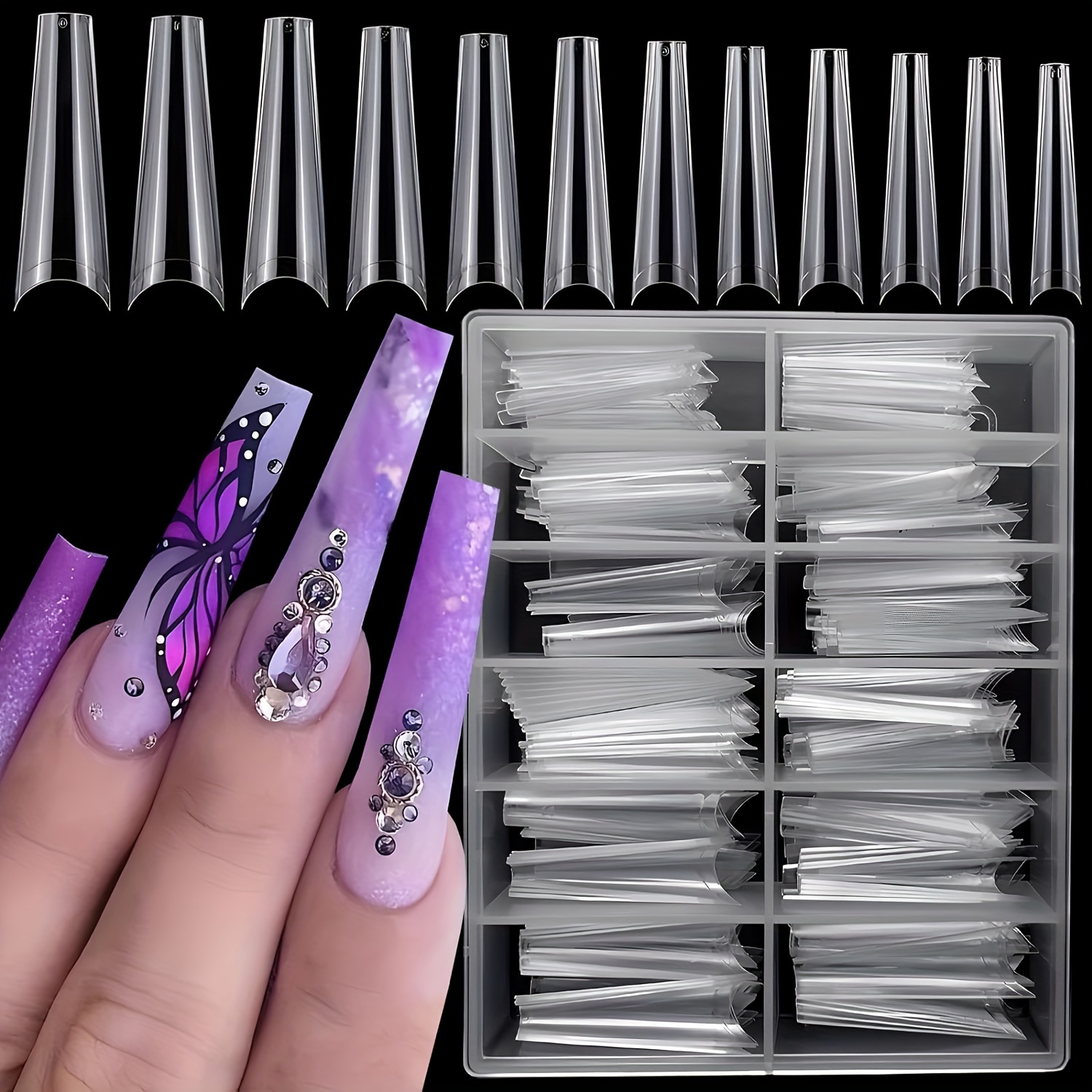 Xl Acrylic Press Nails Extra Long Clear Nail Tip Glossy - Temu Canada
