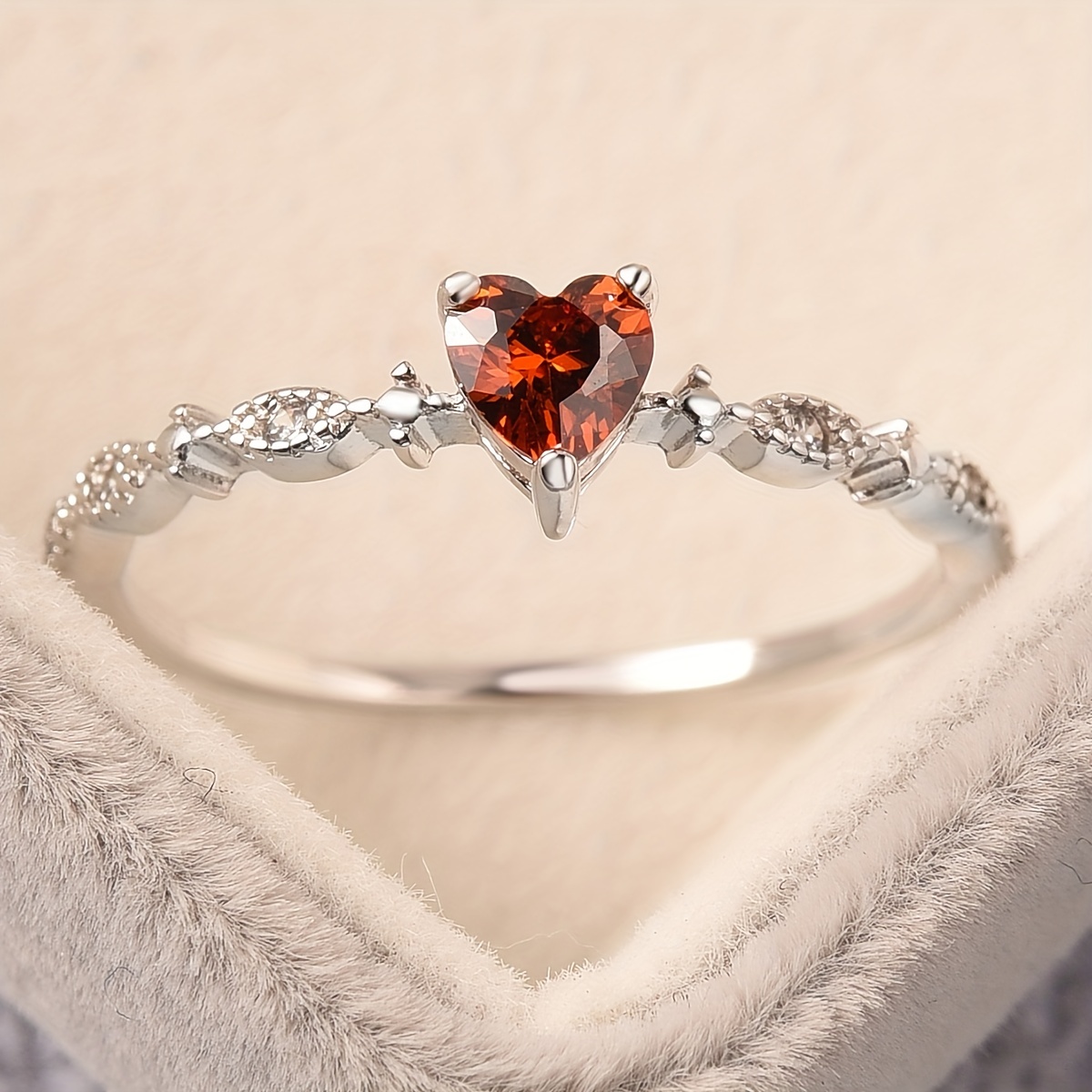 925 Sterling Silver Ring Inlaid Shining Zirconia In Heart - Temu Ireland